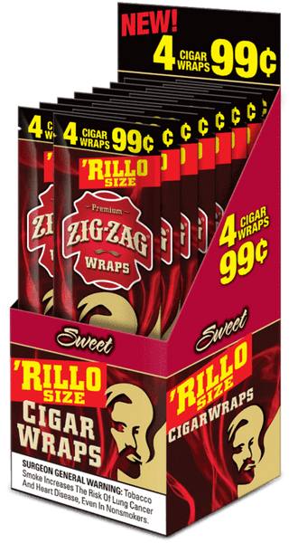Zig Zag Sweet Rillo Size Blunt Wraps: 15 Packs of 4 | BnB Tobacco